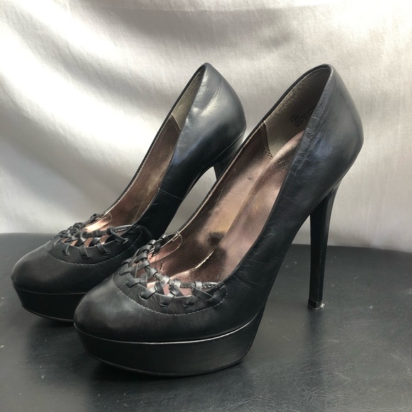M.P.S. | Shoes | Mps Black Leather High Heels 75 Platform Mps | Poshmark